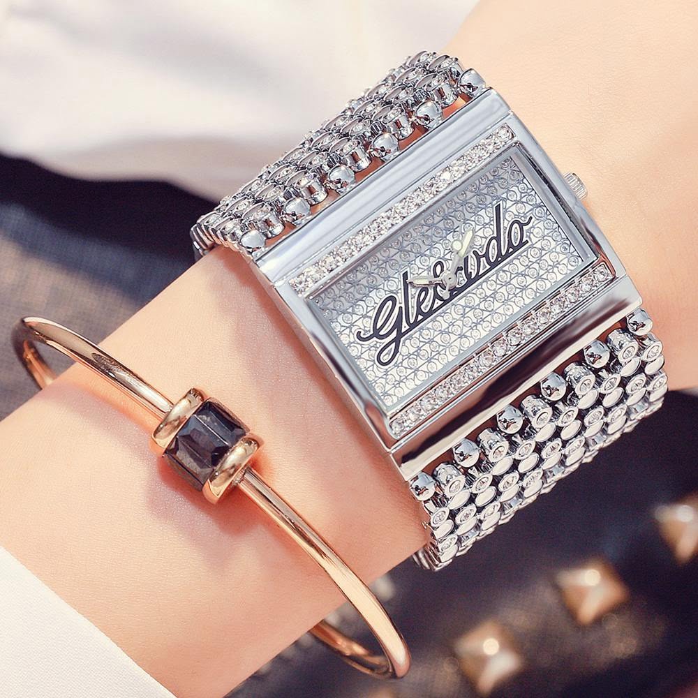 Rhinestone wide chain watches for women - Ariano