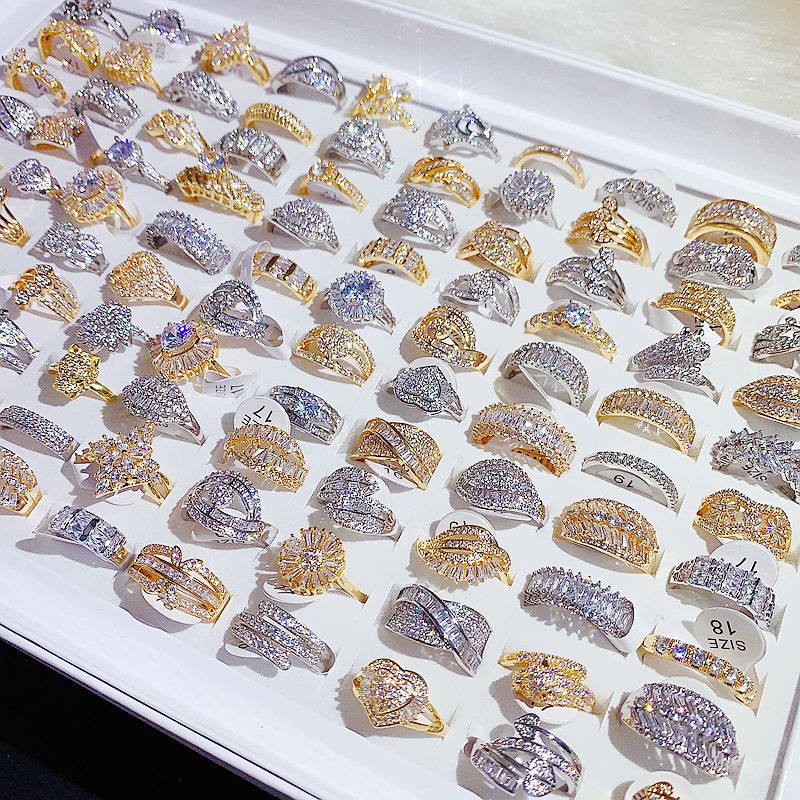 Micro inlaid zircon gold plating ring random - Ariano